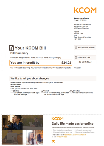 Explained - Your Final Bill | KCOM Lightstream Full Fibre Broadband